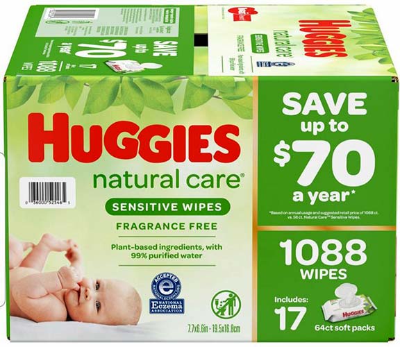NATURAL CARE WET WIPES - HUGGIES - BOX 17 PACKS — FamilyBox.Store